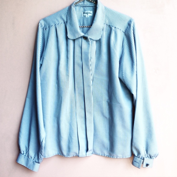 Vintage | Tops | Vintage Jacksons Fashions Blue White Button Up | Poshmark
